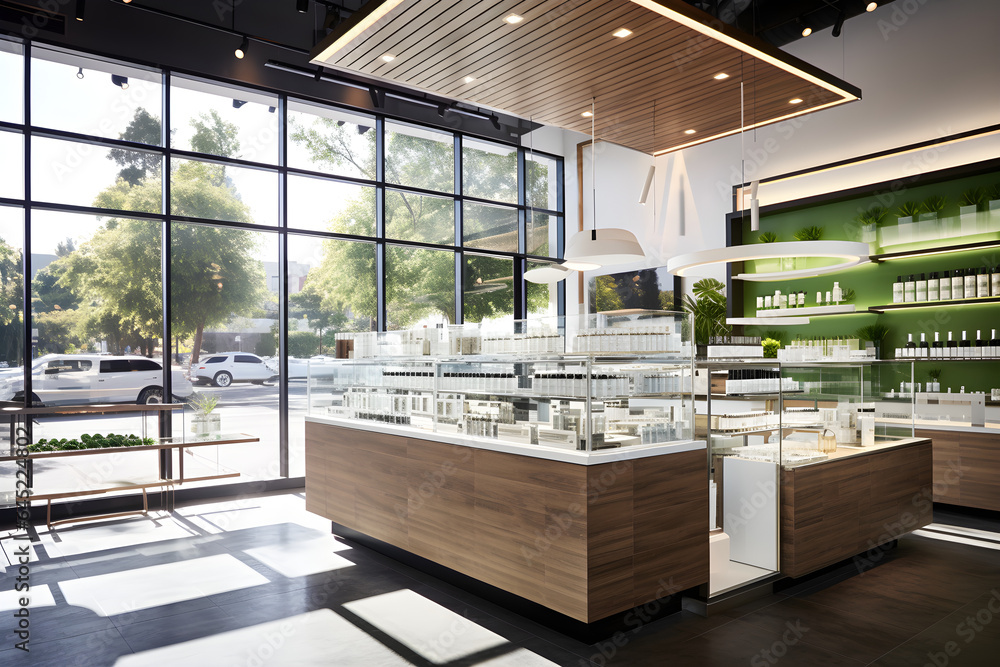 cannabis dispensary with product display and modern clean architecture ...