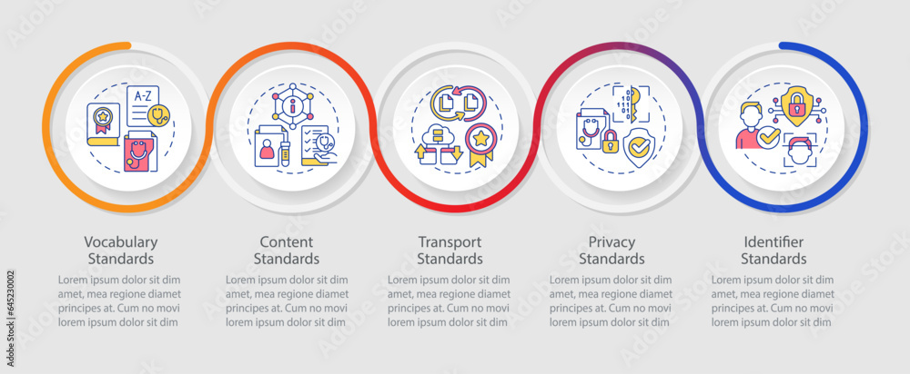 2D health interoperability resources vector infographics template with ...