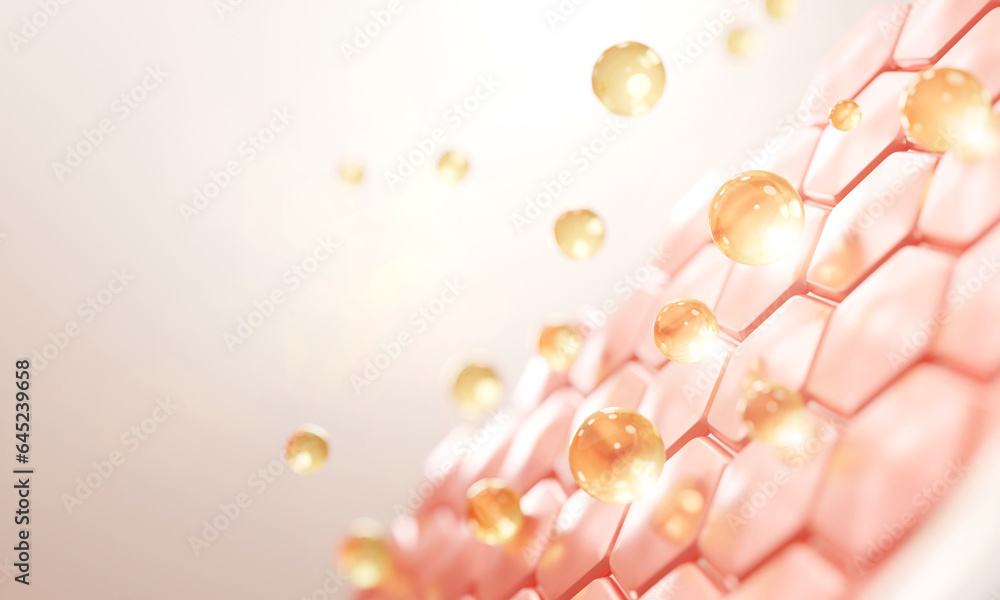 3D Collagen Skin Serum and Vitamin illustration isolated on soft color ...