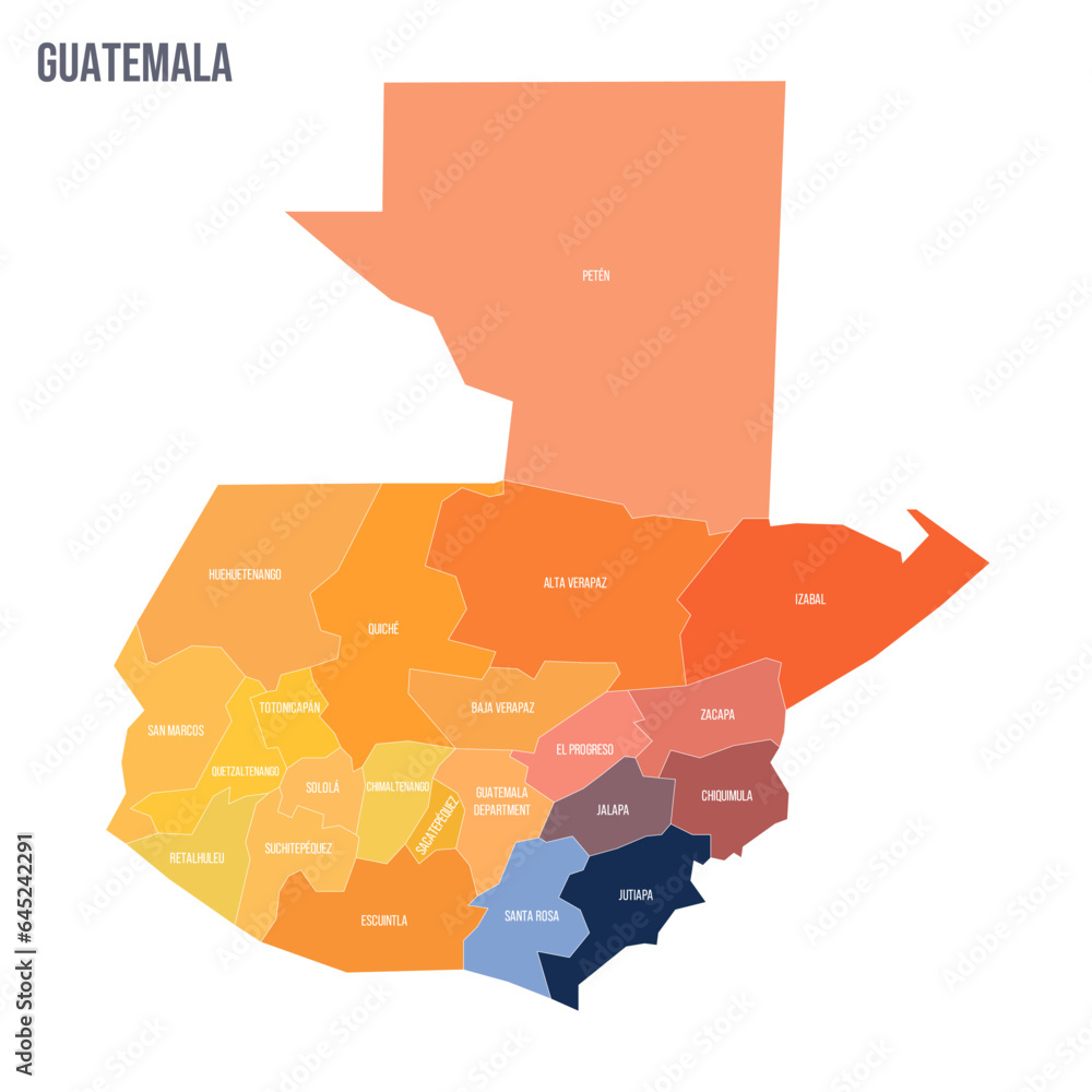 Guatemala political map of administrative divisions - departments ...