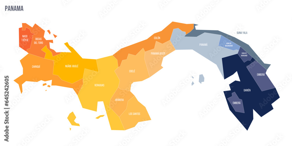 Panama political map of administrative divisions - provinces. Colorful ...