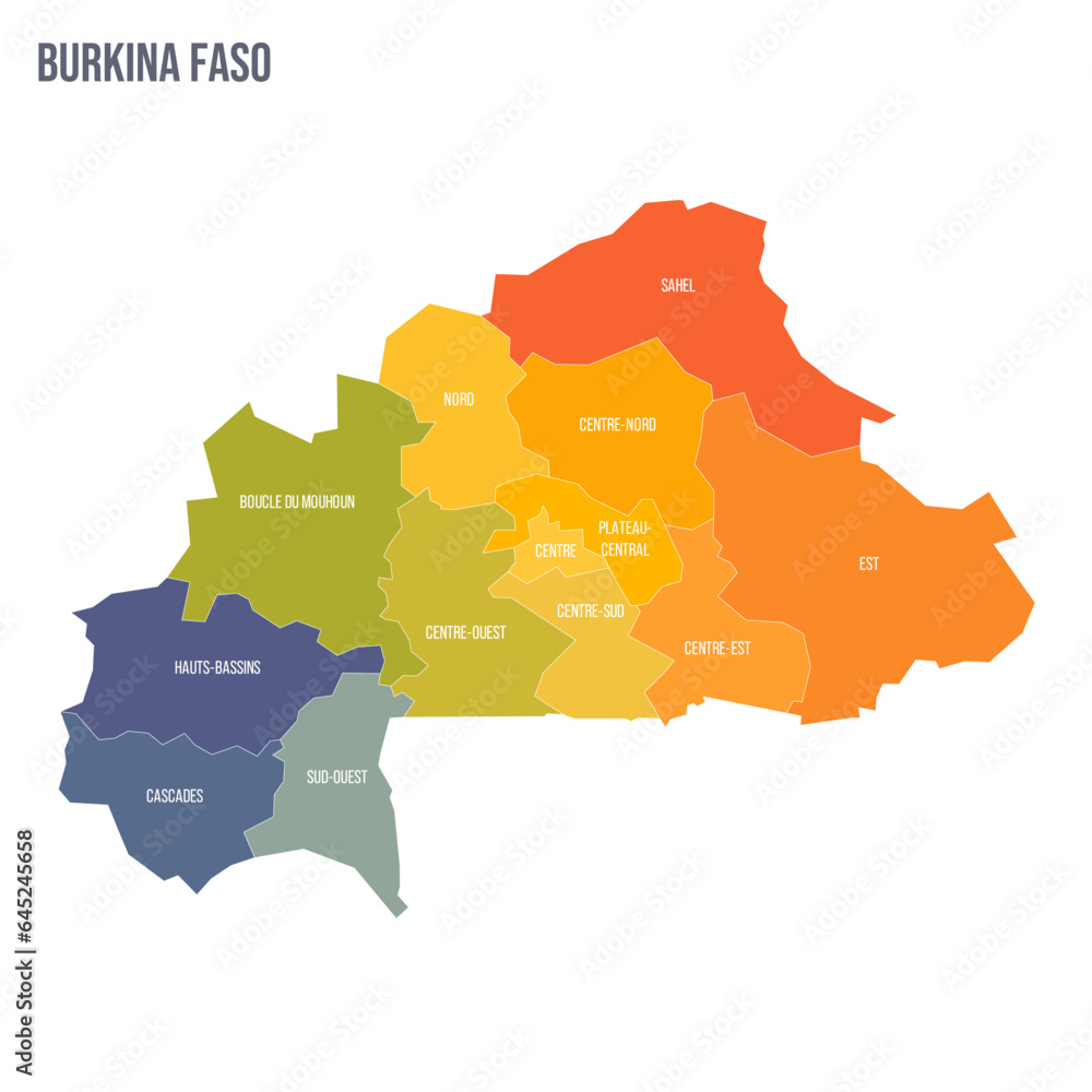 Burkina Faso political map of administrative divisions - regions ...