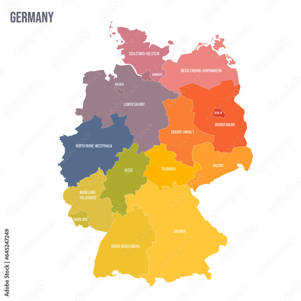 Germany political map of administrative divisions - federal states ...