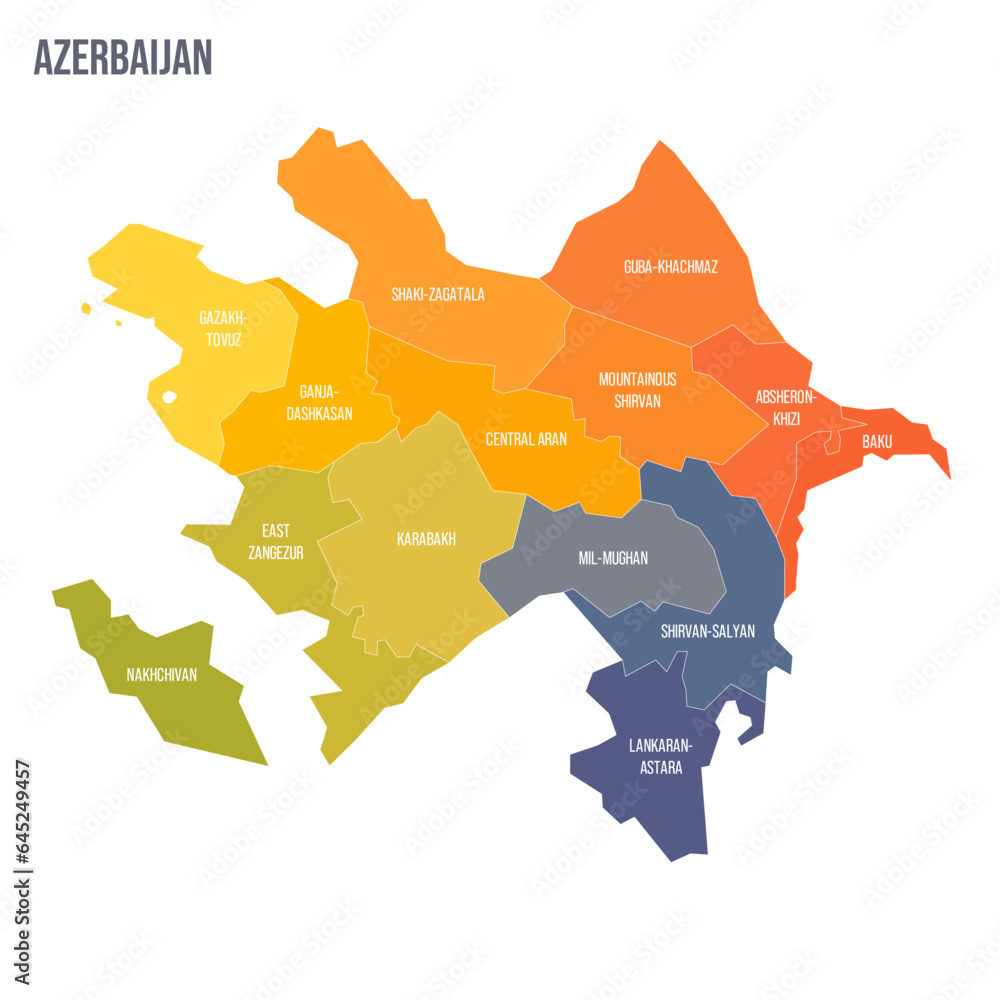 Image vectorielle Stock Azerbaijan political map of administrative ...