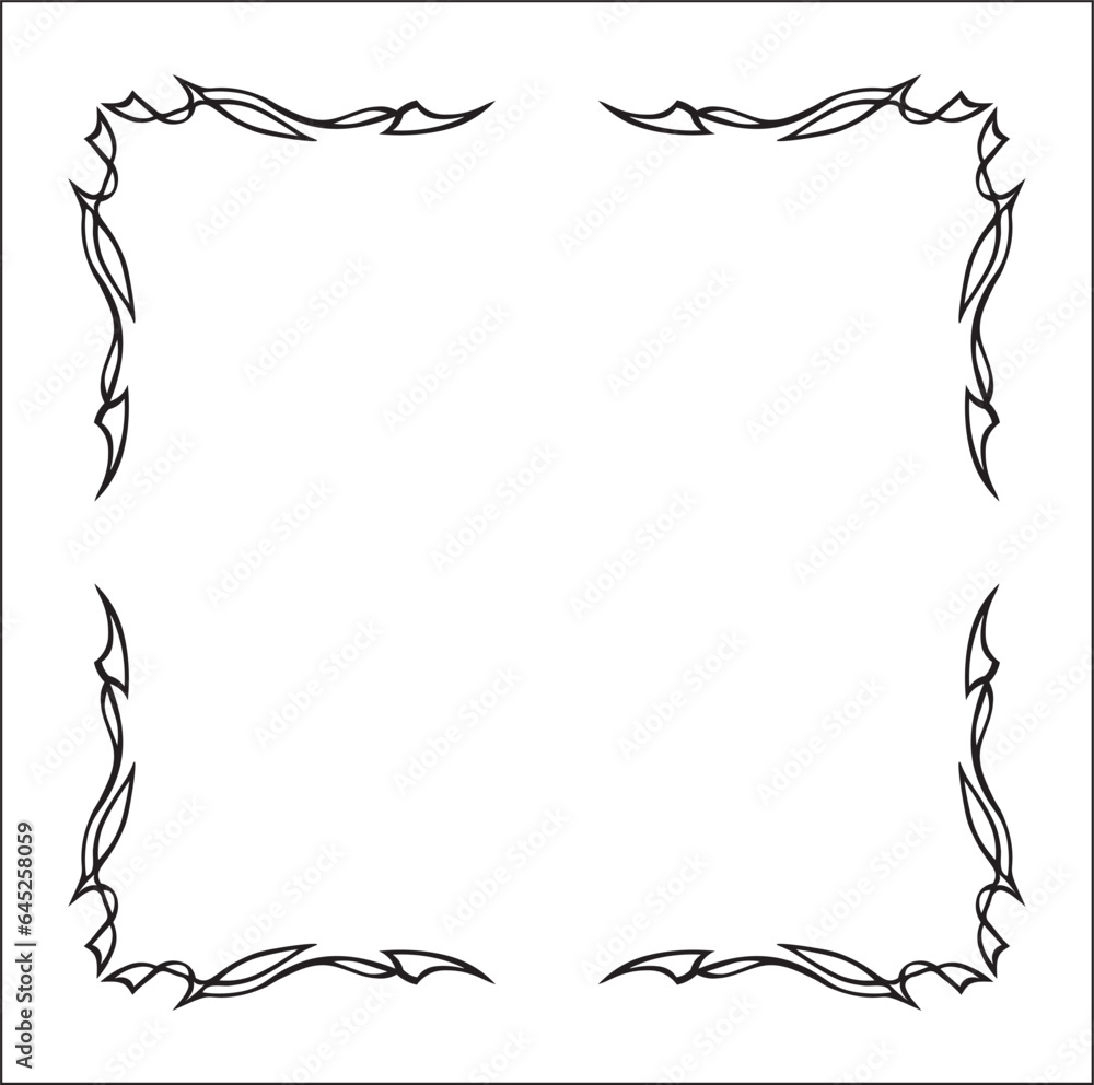Elegant pointy black and white monochrome ornamental border for ...