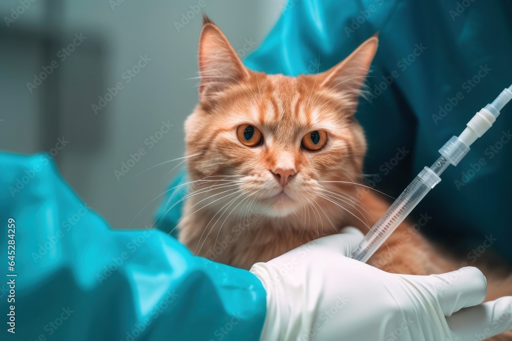 Veterinary doctor giving injection for angry cat. medicine, pet ...