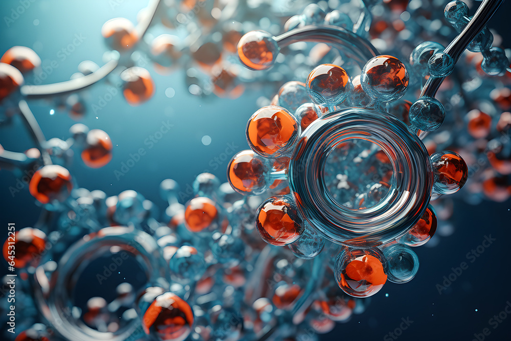 3d illustration of a transparent metaball with a huge number of parts ...