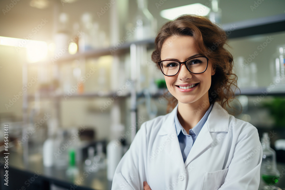 Generative AI portrait of happy beautiful professional biology teacher ...