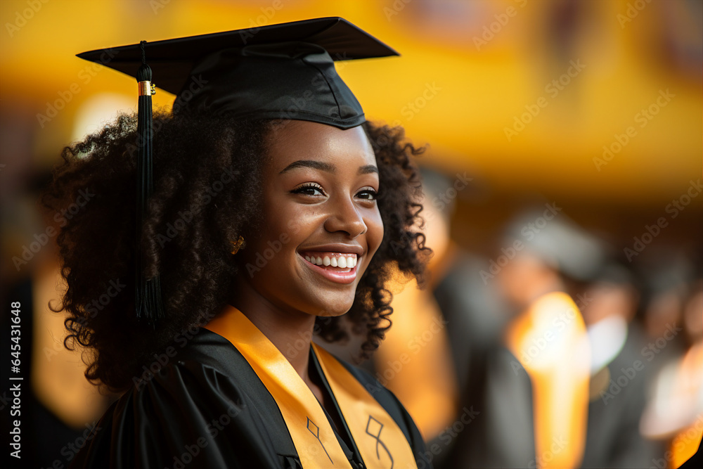 Generative AI picture of a charming beautiful happy girl graduating ...