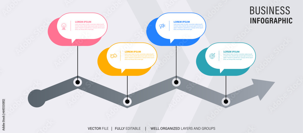 Line step infographic. 4 options workflow diagram, number infograph ...