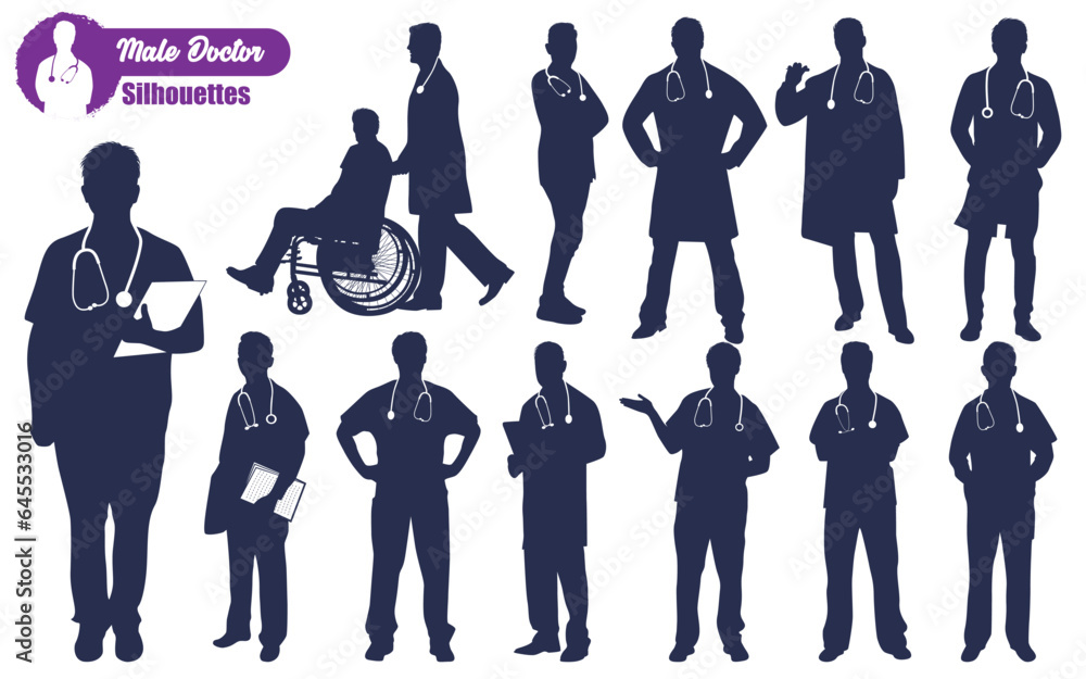 Male Doctors Silhouettes Vector illustration Stock Vector | Adobe Stock