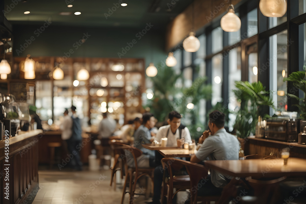 Blur coffee shop or cafe restaurant, Blurred restaurant background with ...