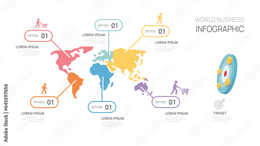 Infographic world map business diagram template for business ...