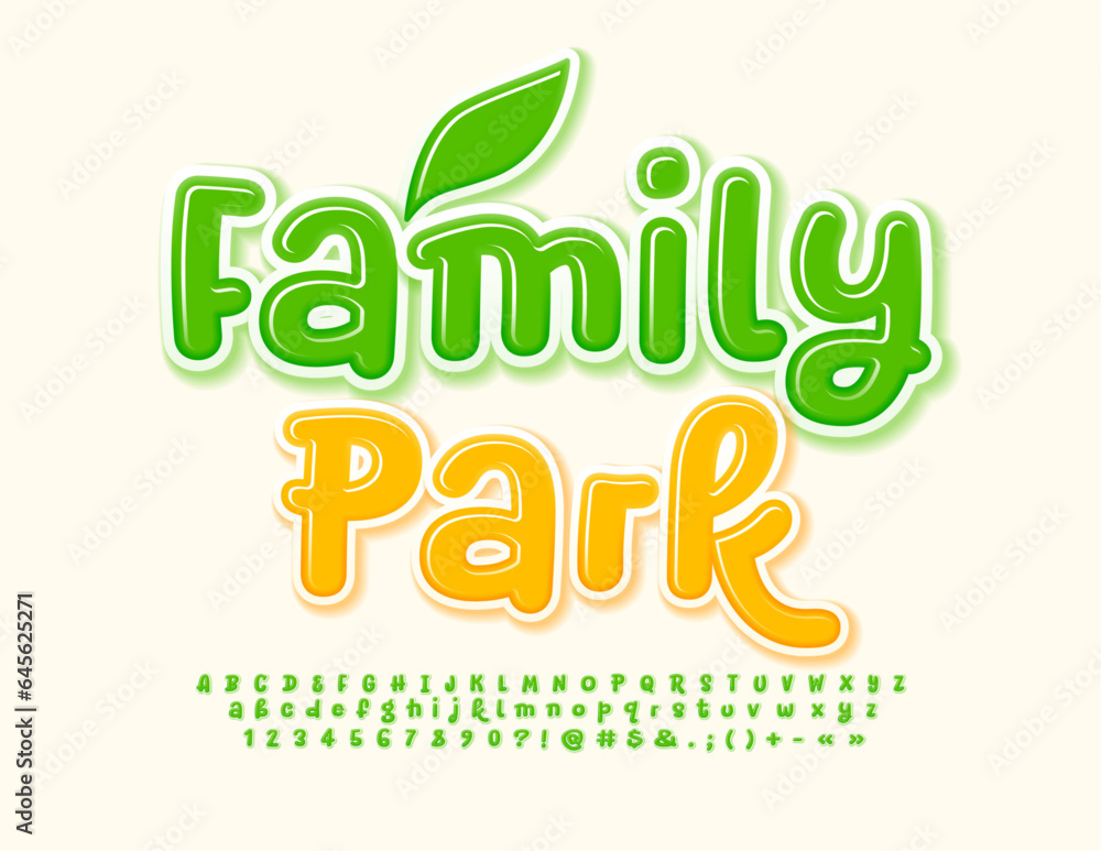 Vector eco concept Family Park. Bright handwritten Font. Creative ...