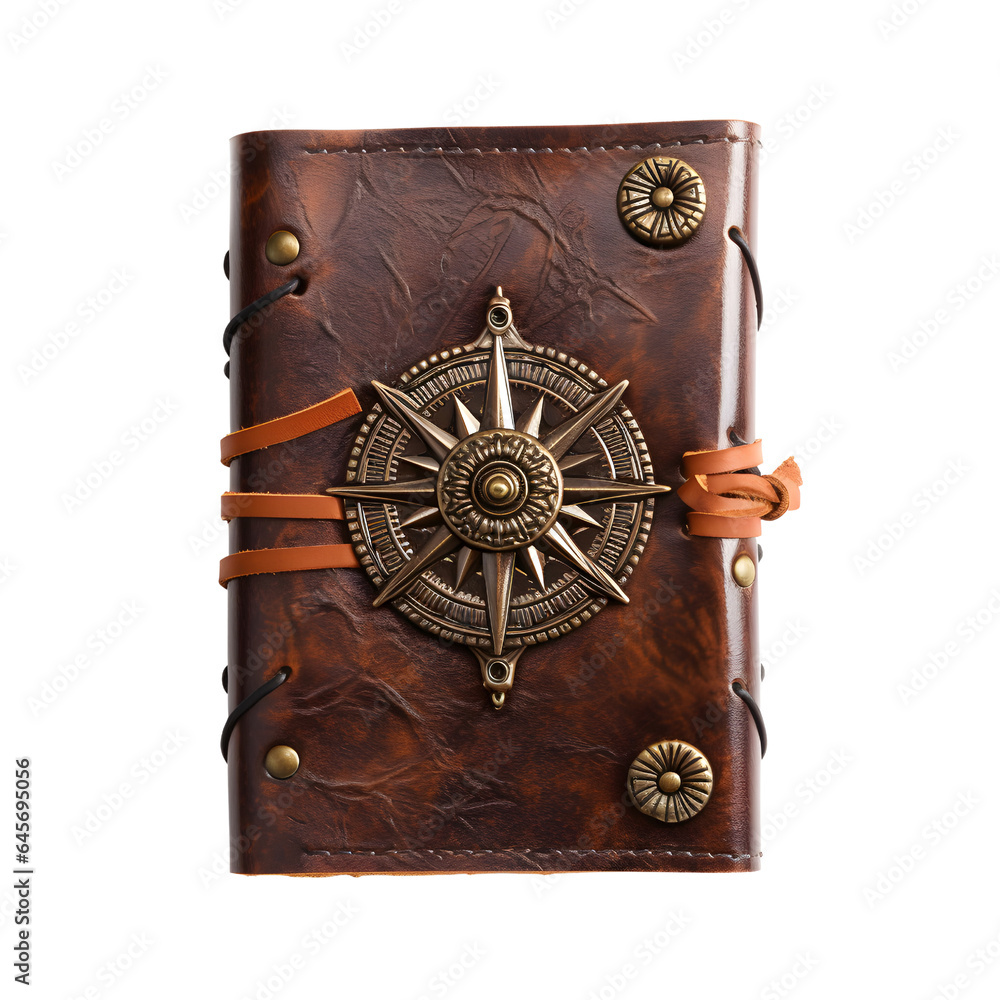 Vintage Leather Travel Journal Isolated on Transparent Background PNG ...