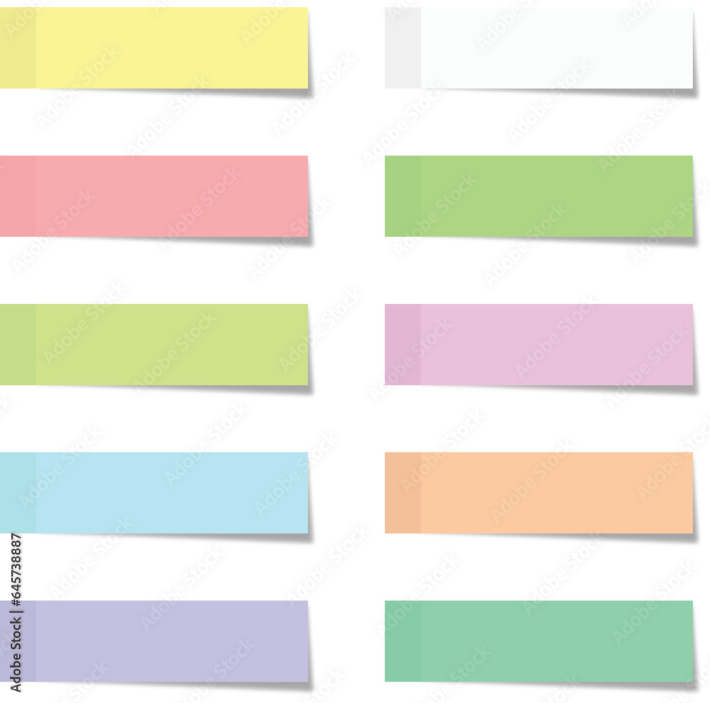 Post note stickers with shadow, paper sticky tapes set placed on ...