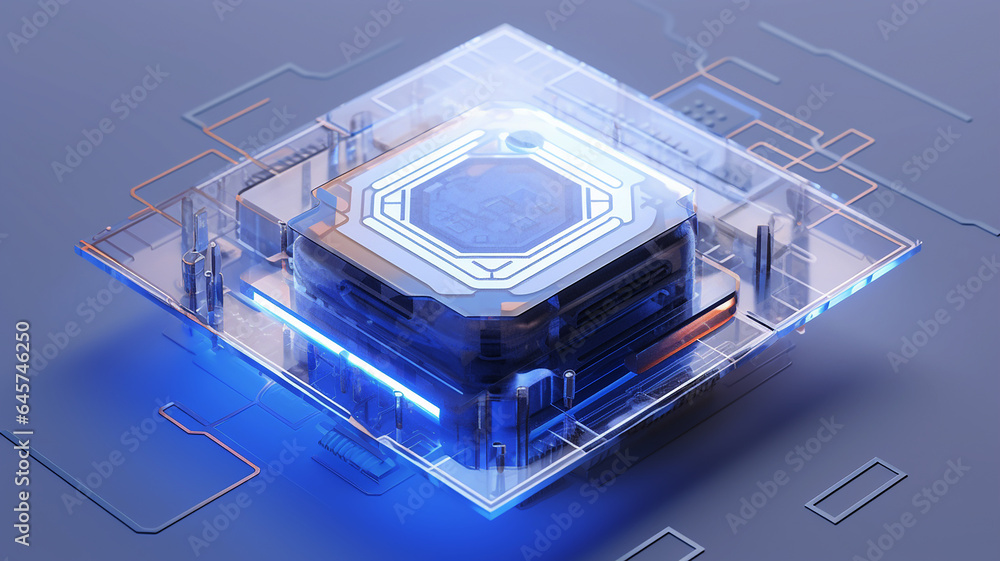 Future innovative digital Quantum Computer System network Micro Chip ...