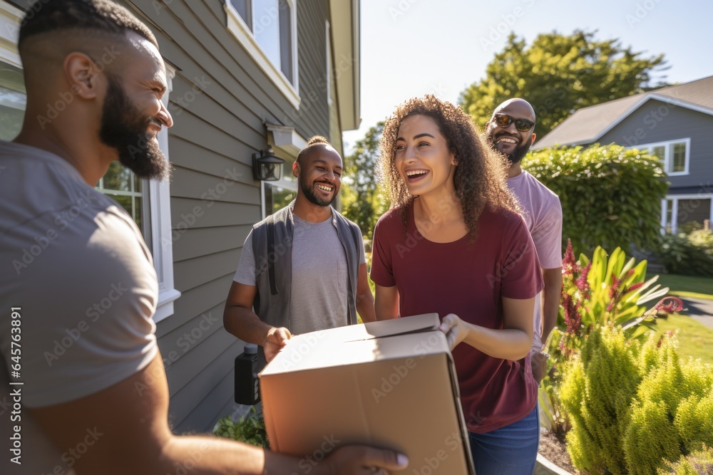 group of friends aids a young family's transition into their new home ...