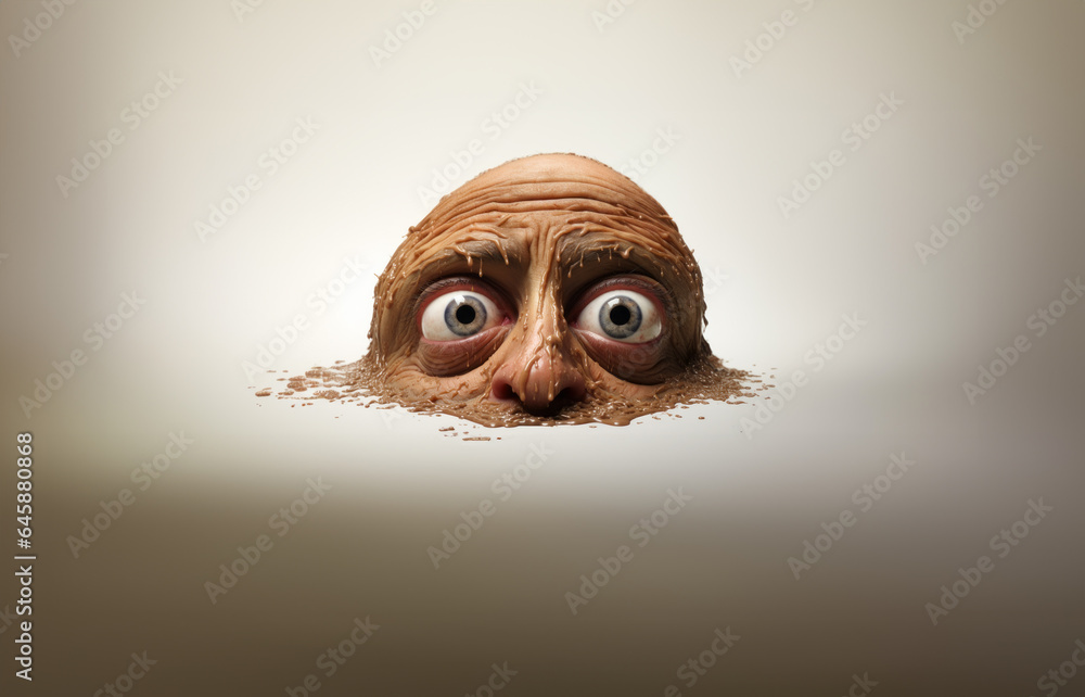 Caricature. A bald man. Melting head. Exaggerated features. Ugly ...