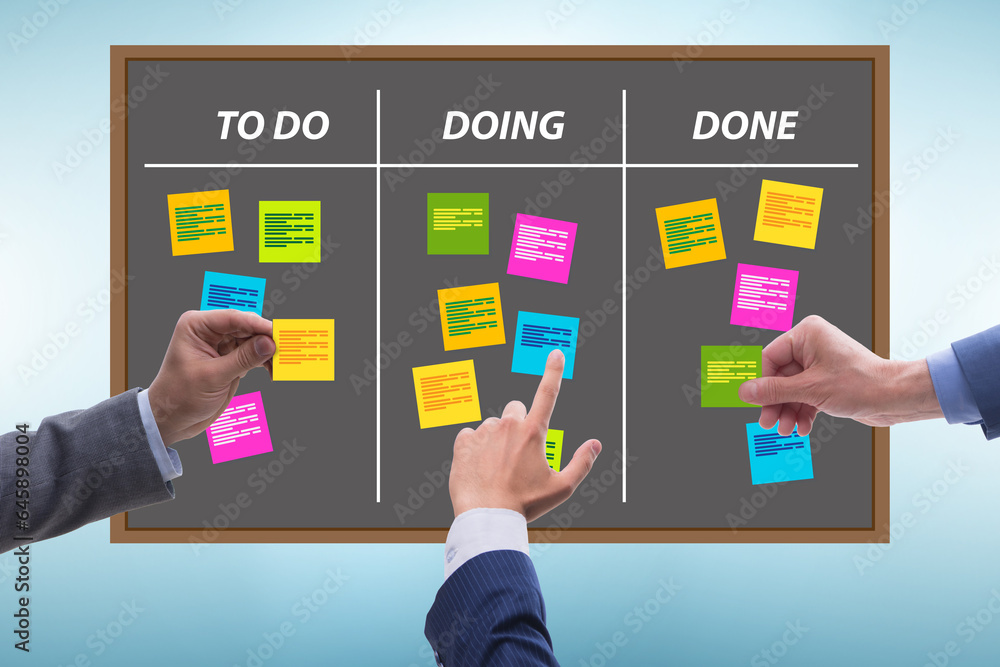 Agile kanban board with outstanding tasks Stock Photo | Adobe Stock