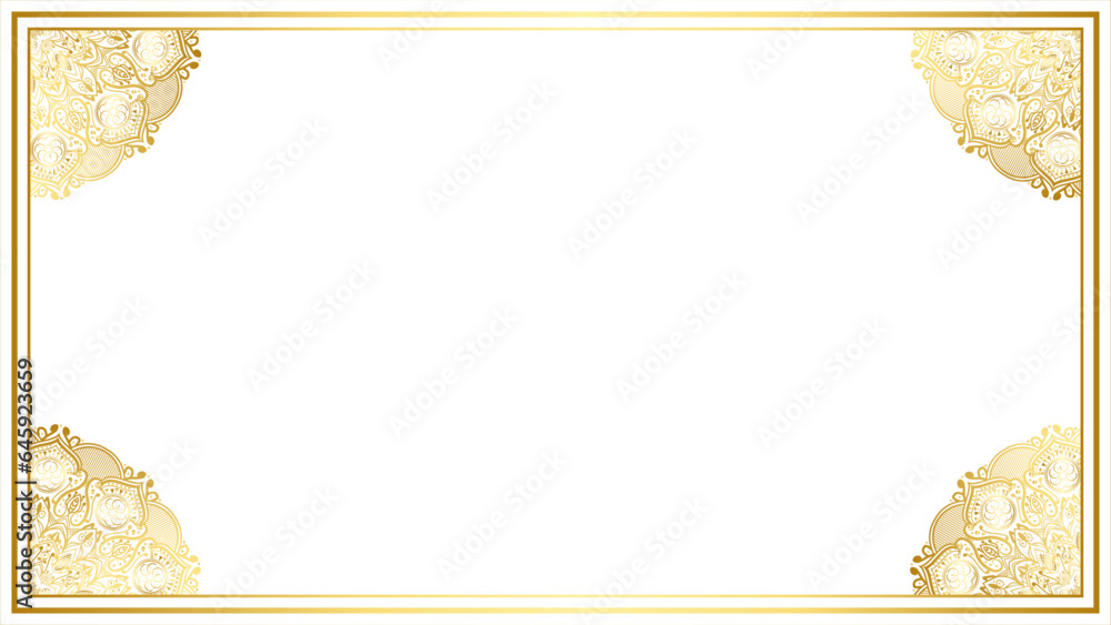 Luxury mandala golden rectangle corner certificate border pattern line ...
