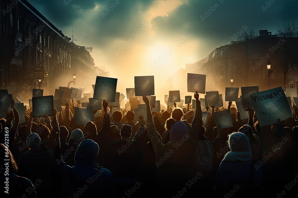 A crowd demonstrating for a better future. They are fighting for human ...