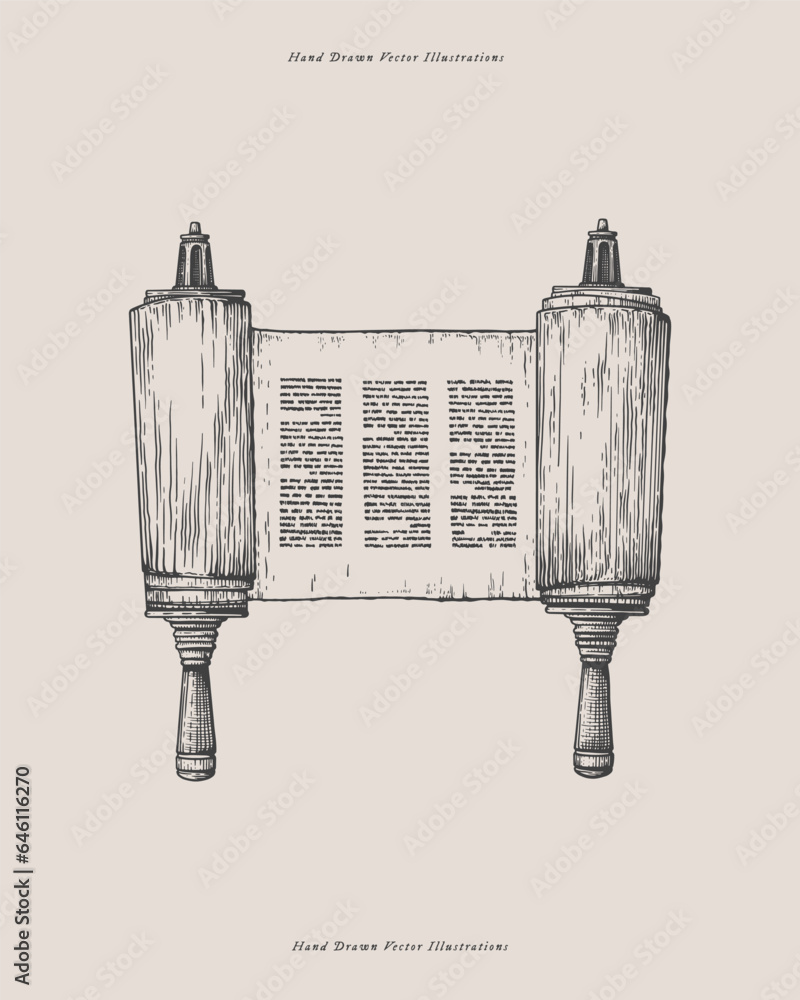Open Torah is the holy book in Judaism. Scroll with the religious text ...