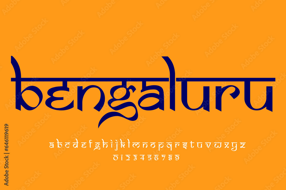 Indian City Bengaluru text design. Indian style Latin font design ...