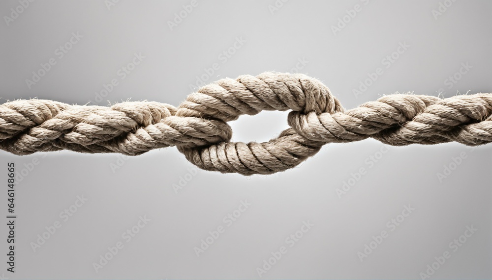 Stress concept - knot and frayed rope on the verge of breaking in the ...