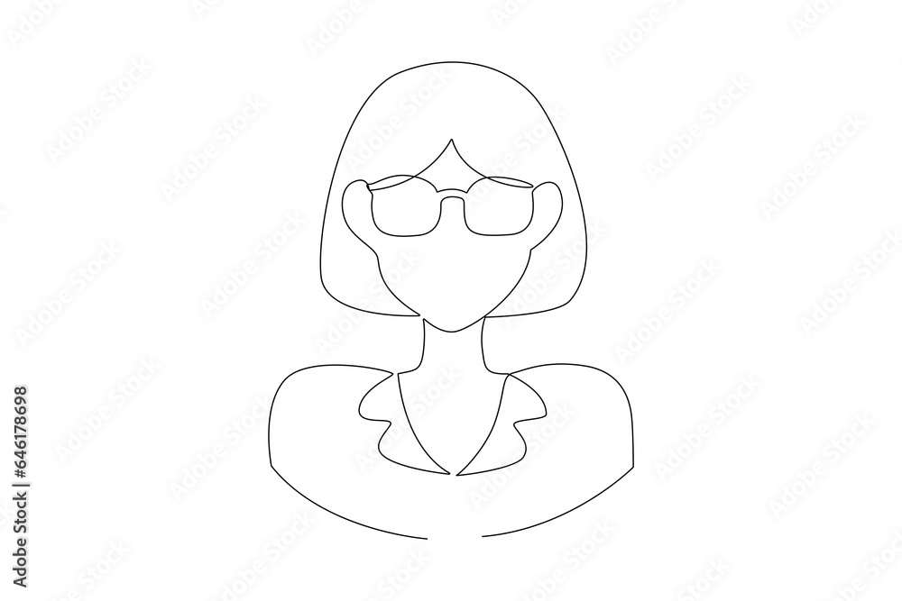 Continuous one line drawing People avatars with people's faces concept ...