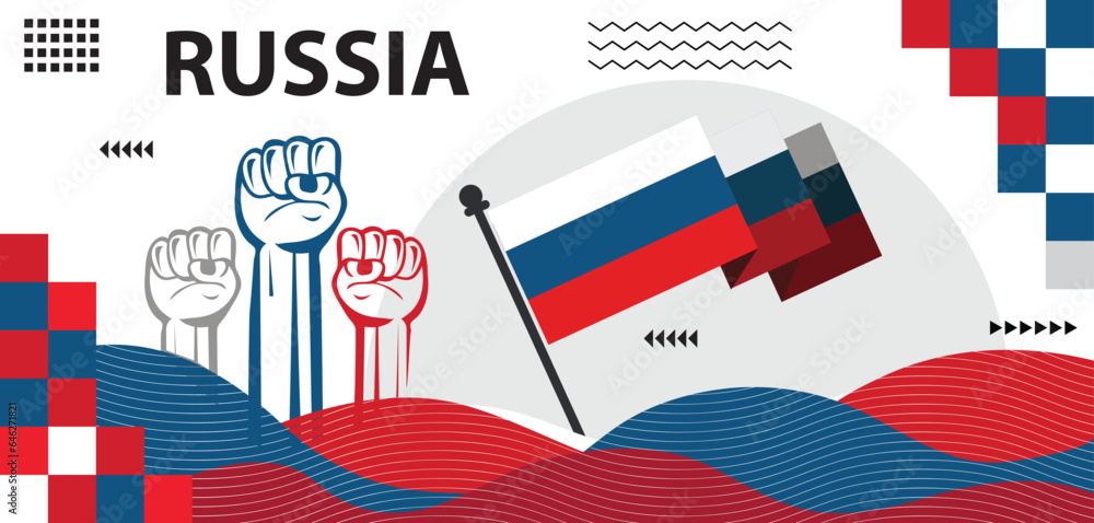 Russia national day banner with Russian flag colors, russia national ...