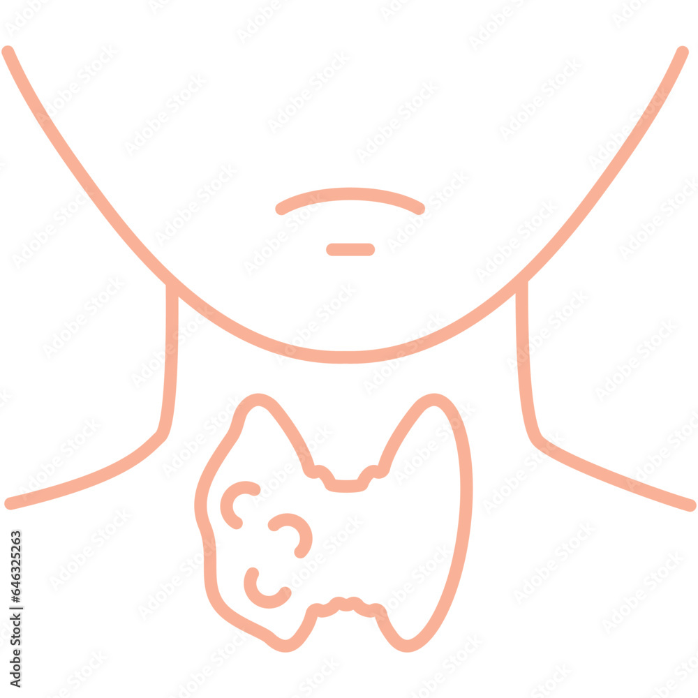 Thyroid gland organ. Goiter nodules lumps. Outline body silhouette ...
