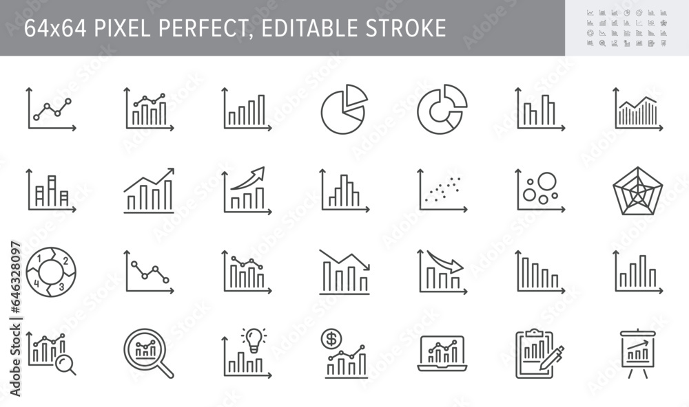 Graph line icons. Vector illustration include icon - data analysis ...