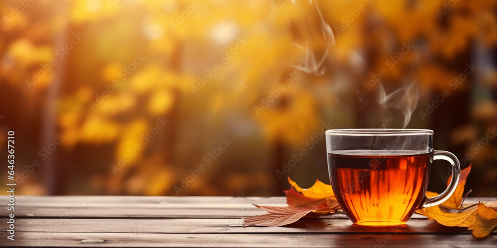heiße Teetasse im Herbst Stock Photo | Adobe Stock