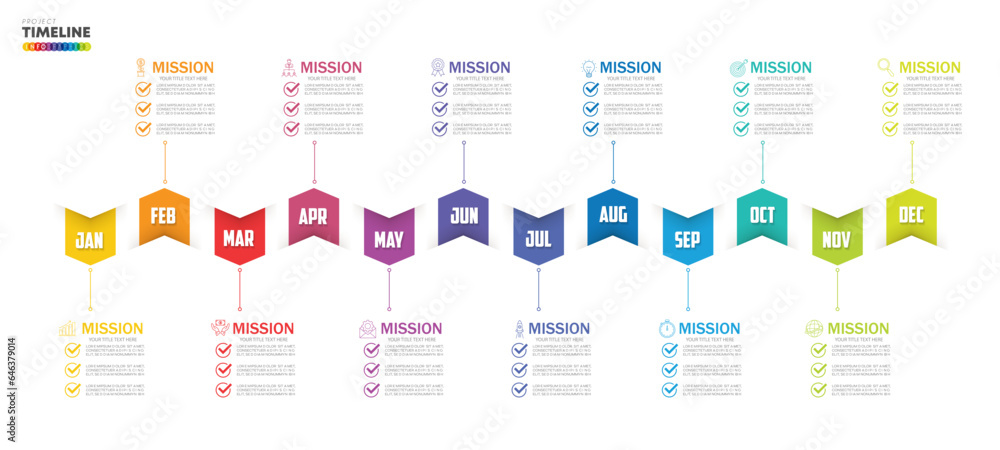 infographic Project timeline graph for 12 months modern diagram ...