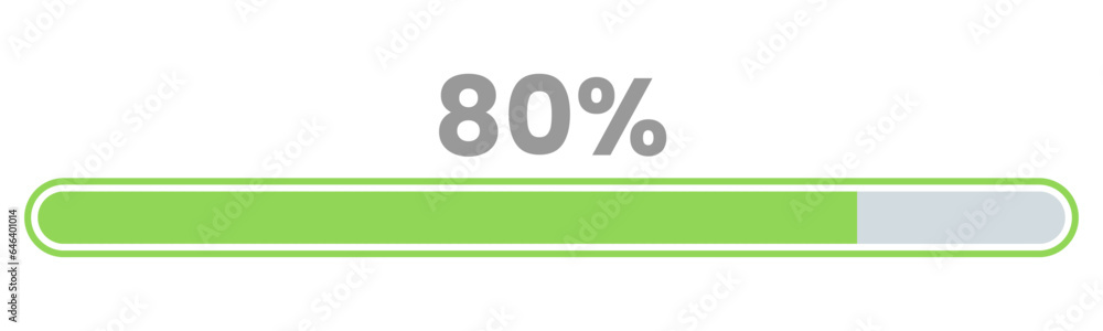 80% Loading. 80% progress bar Infographics vector, 80 Percentage ready ...