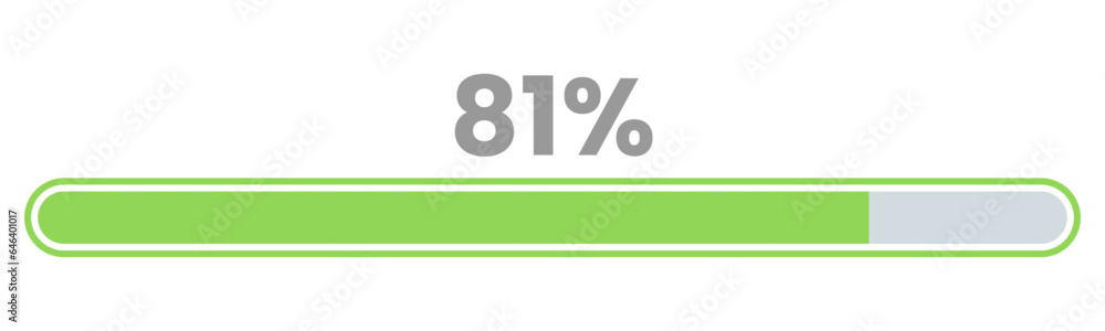 81% Loading. 81% progress bar Infographics vector, 81 Percentage ready ...