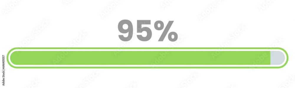 95% Loading. 95% progress bar Infographics vector, 95 Percentage ready ...