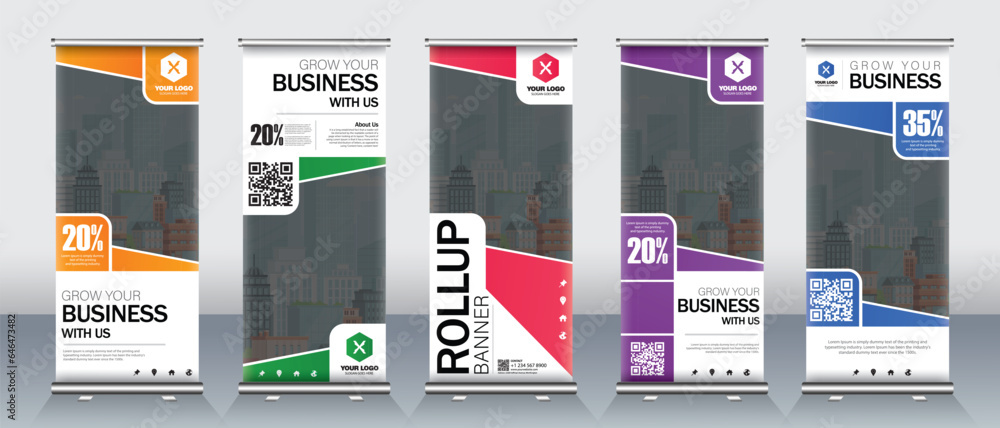 Corporate business conference roll up banner designs for x stand with ...