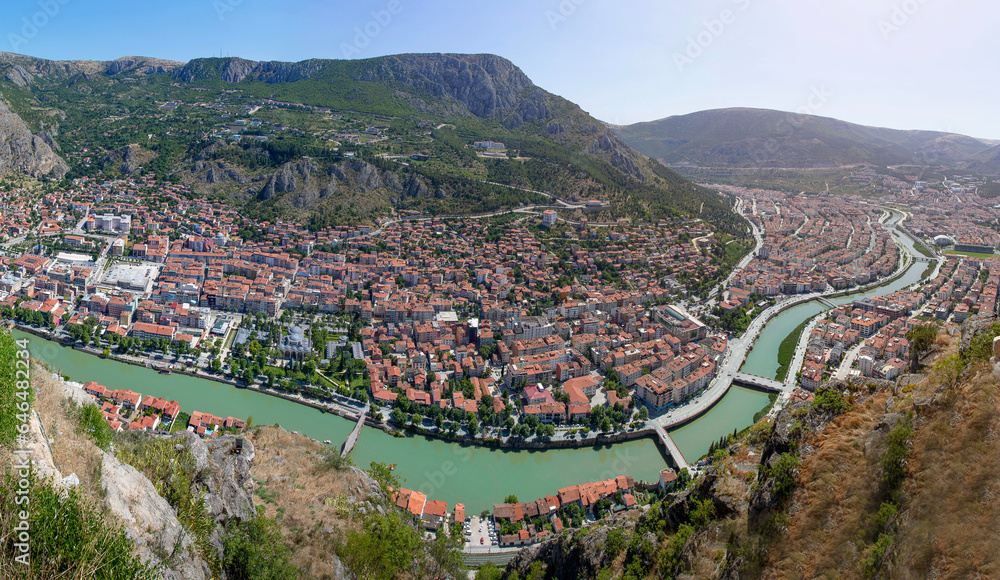Amasya, Turkey - july 22, 2023 : Old Ottoman houses panoramic view by ...