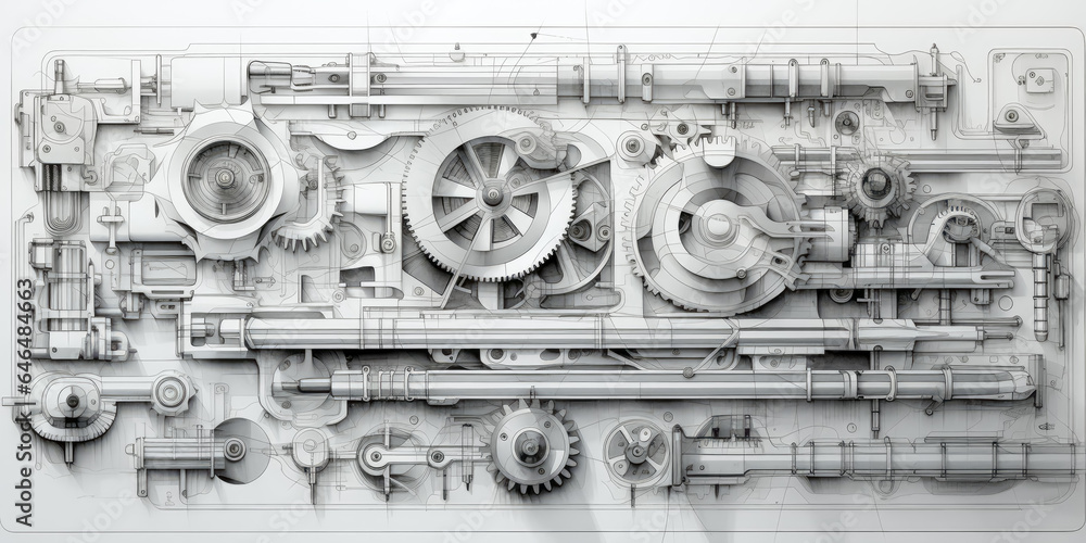 Schematic drawings of parts mechanical engineering Background ...