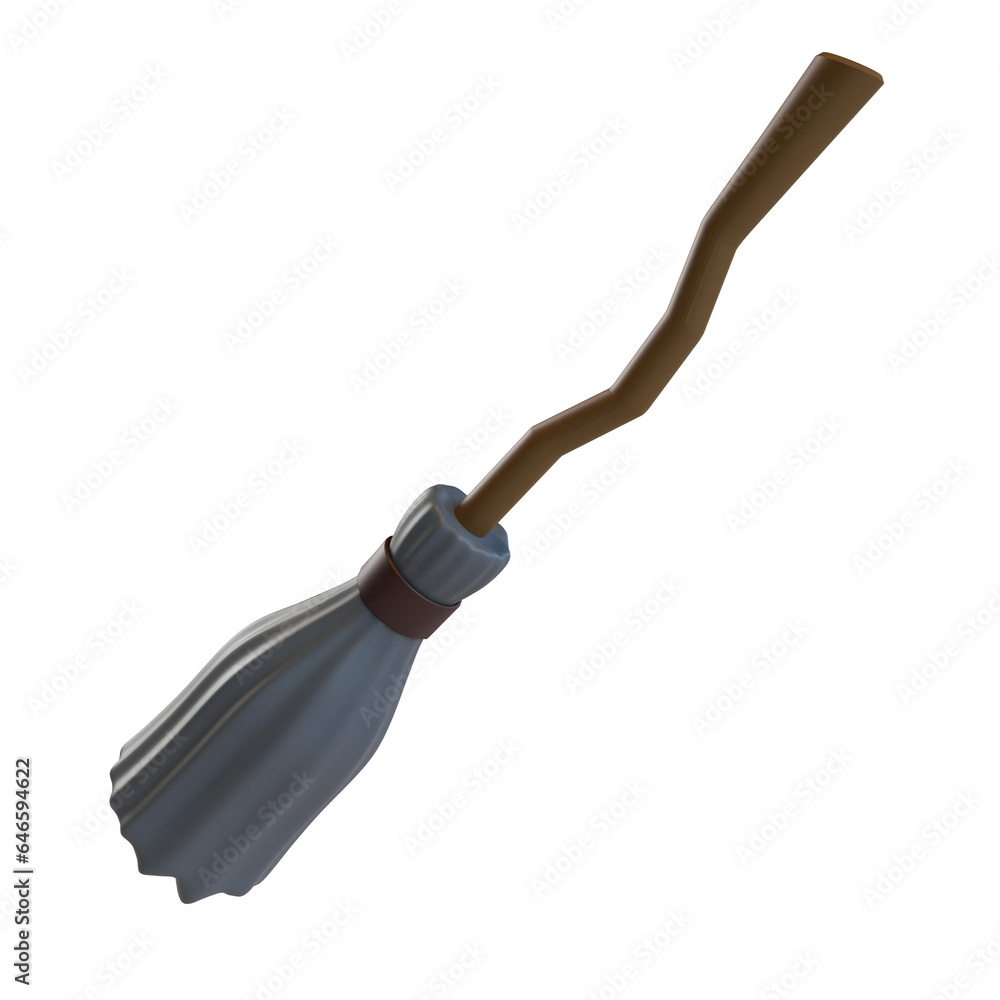 flying broom icon 3d render, transparent background in png format Stock ...