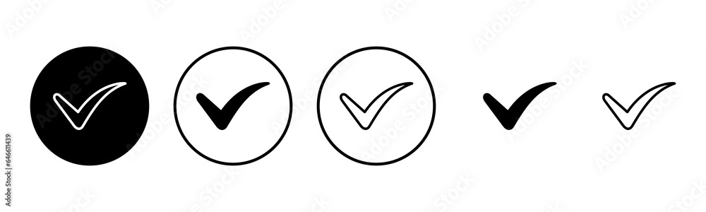 Vector de Stock Check mark icon set illustration. Tick mark sign and ...