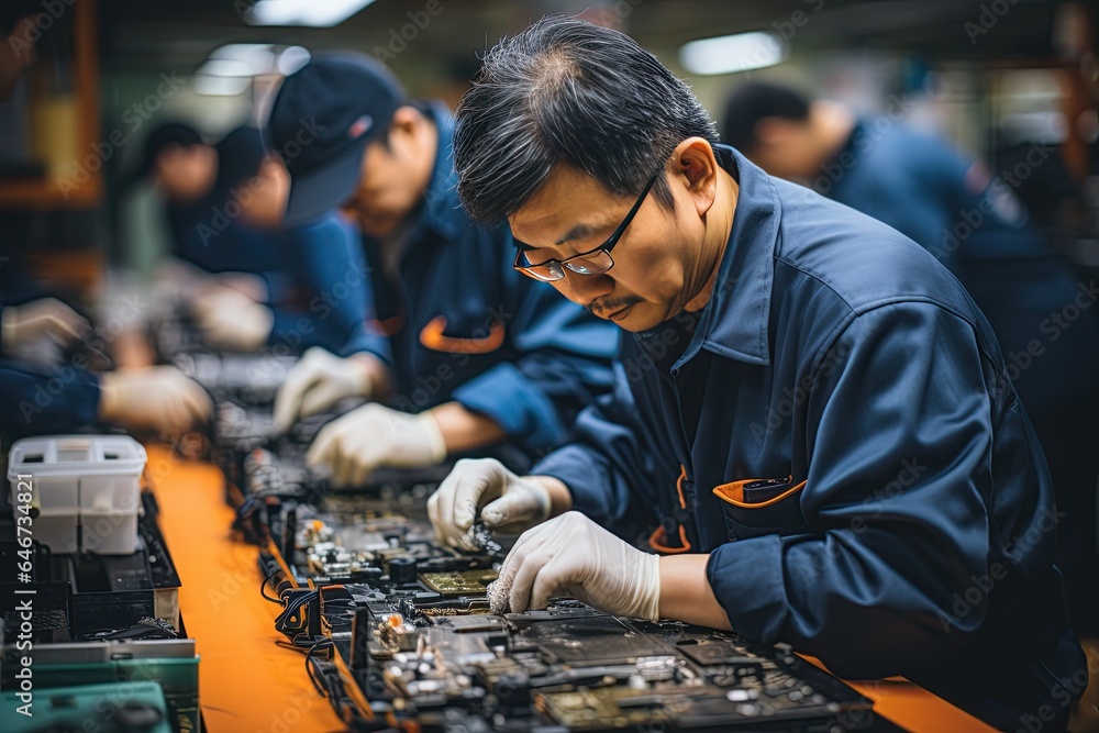 manufacturing process in a Chinese modern factory, including assembly ...