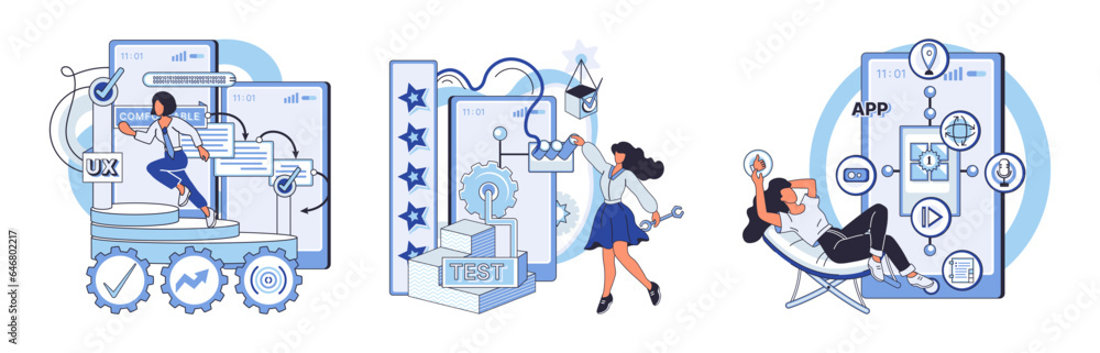 Application Testing Metaphor Vector Illustration App Test Necessary Drill To Ensure Smooth