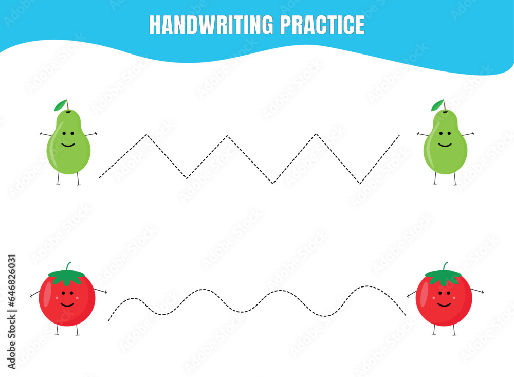 Handwriting practice for kids. Tracing lines activity. Educational ...