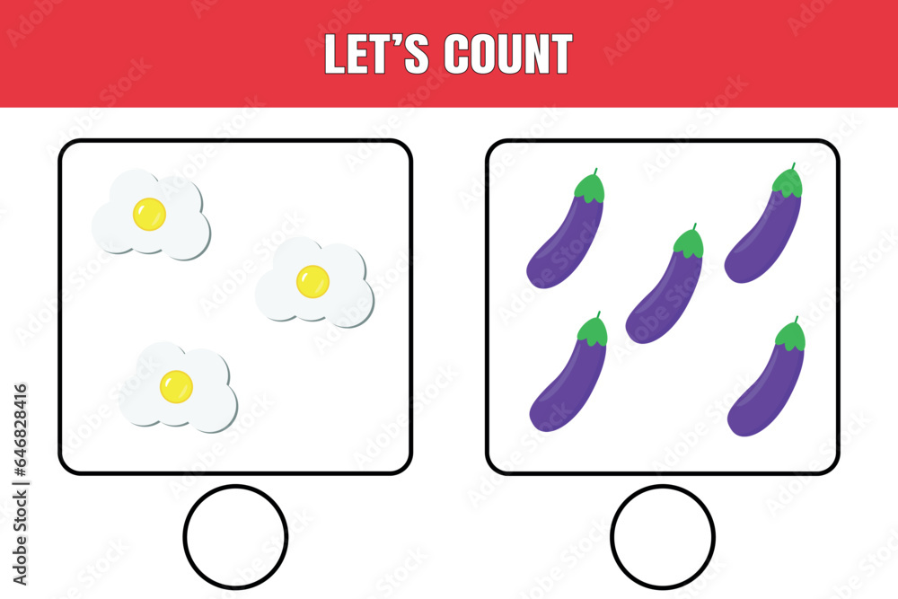 Let's count. Educational math game for kids. Printable worksheet design ...