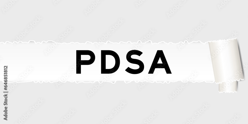 Ripped gray paper background that have word PDSA (Abbreviation of plan ...