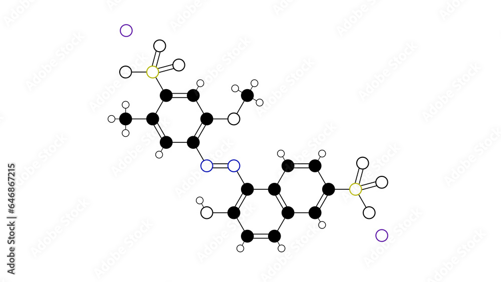 allura red ac molecule, structural chemical formula, ball-and-stick ...