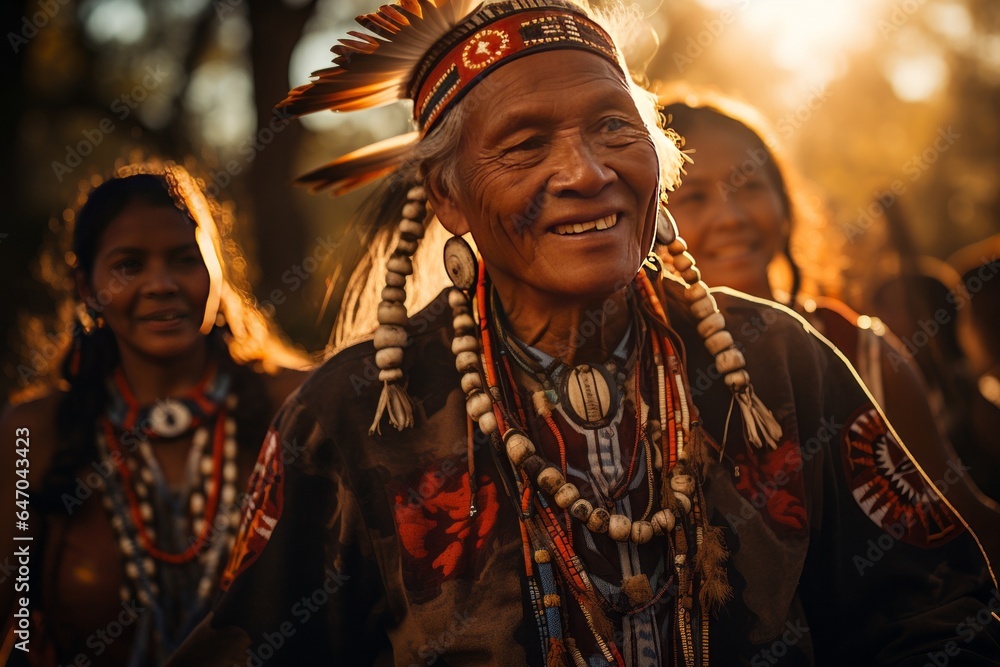 Seminole tribe family in colorful attire, participating in a ...